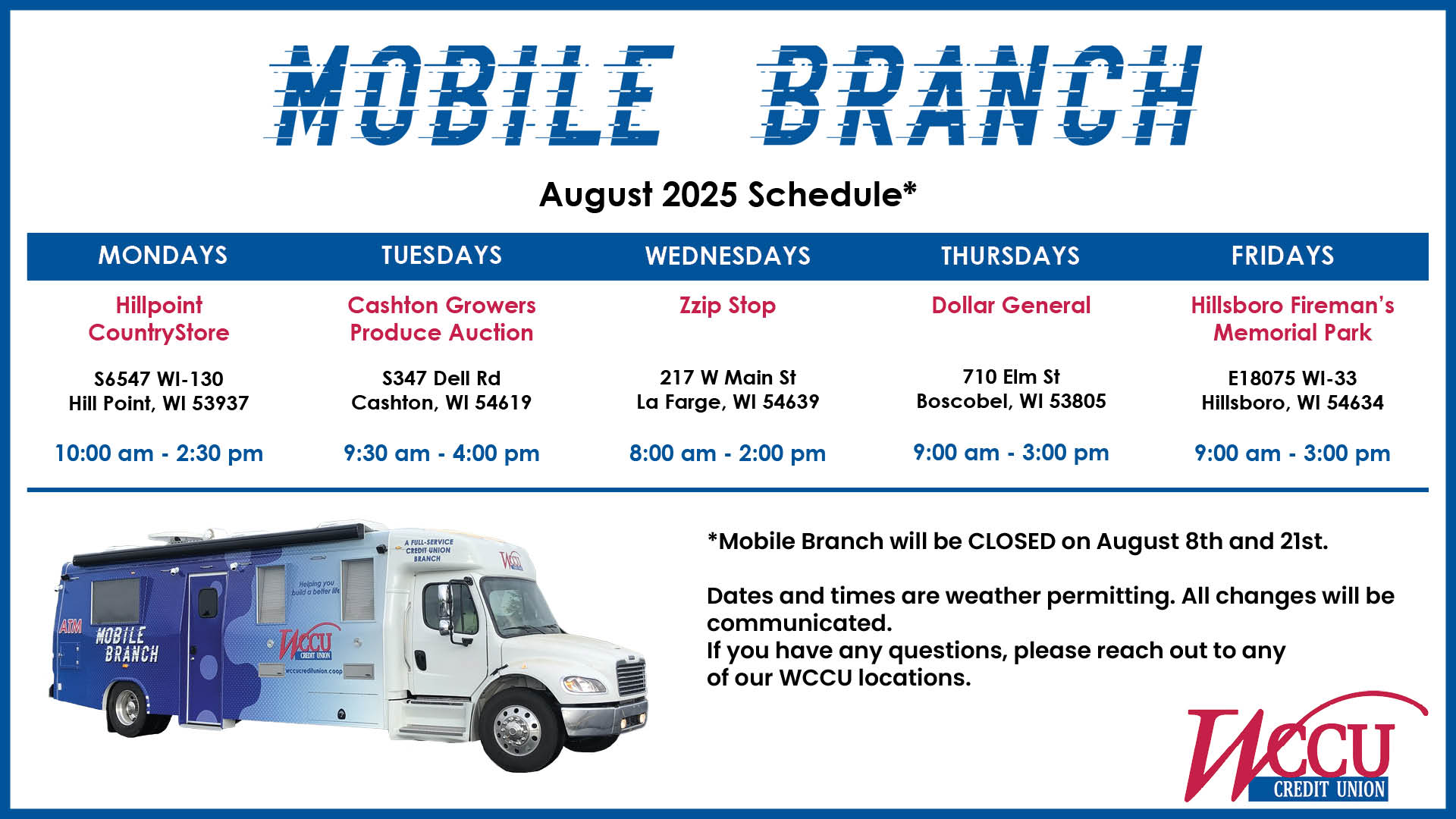 Contact & Locations – WCCU Credit Union